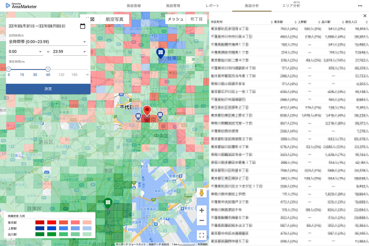 機能一覧 | 人流マーケティングツール Datawise Area Marketer